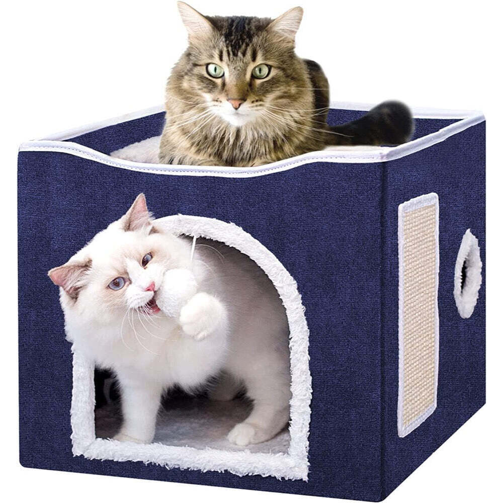 2-in-1 Fluffy & Sturdy Cat Condo Scratcher - CatGlamour.com