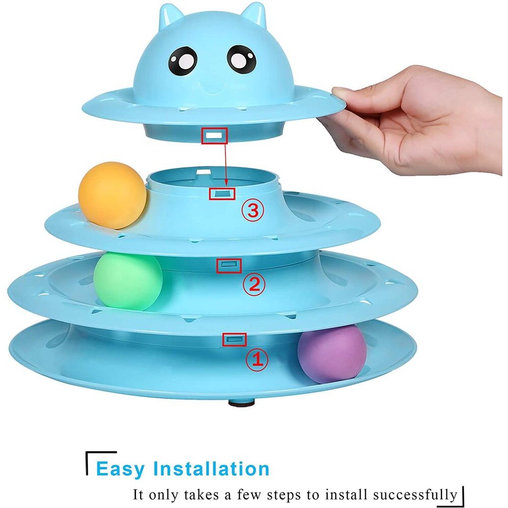 3-Level Spinning Ball Cat Toy - CatGlamour.com
