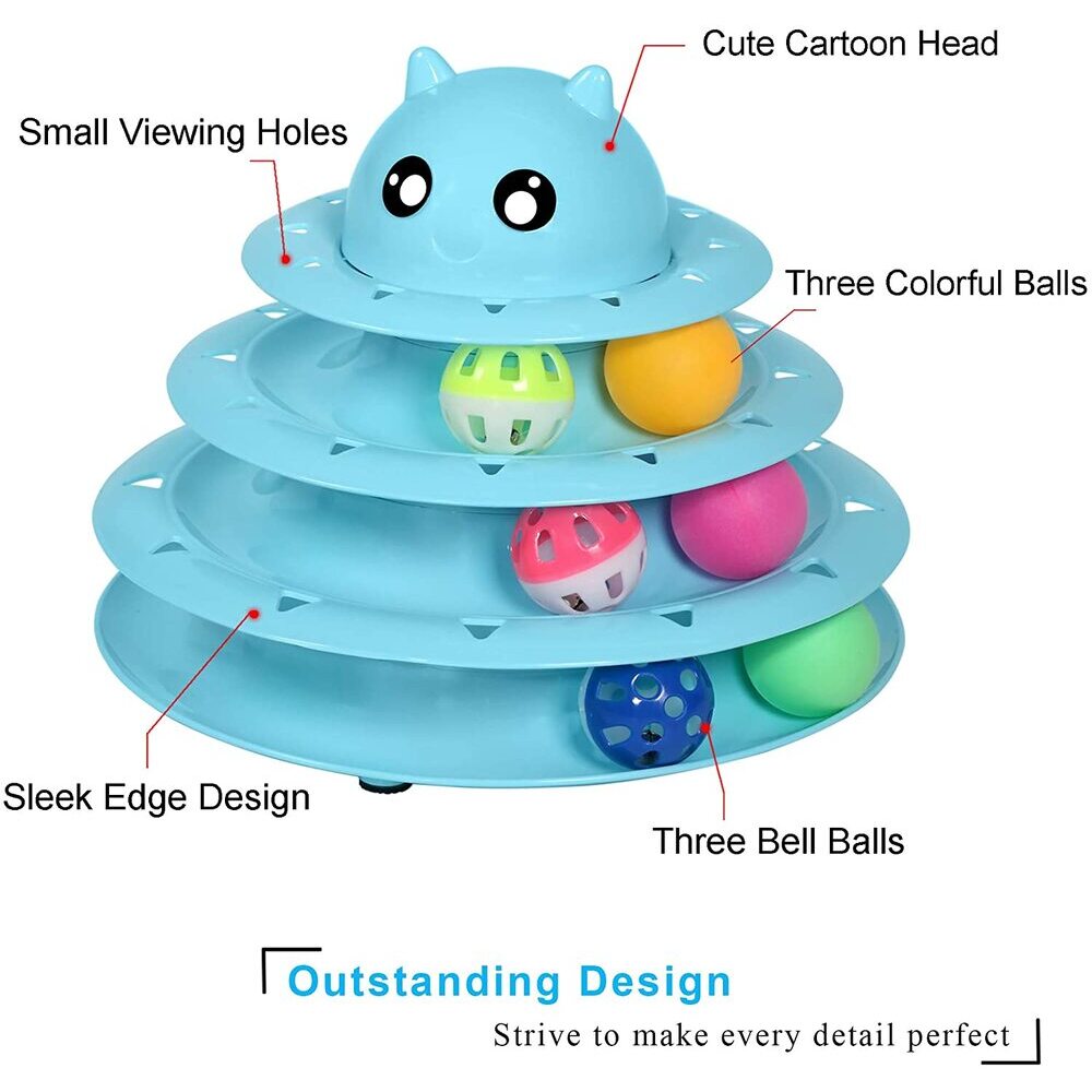 3-Level Spinning Ball Cat Toy - CatGlamour.com