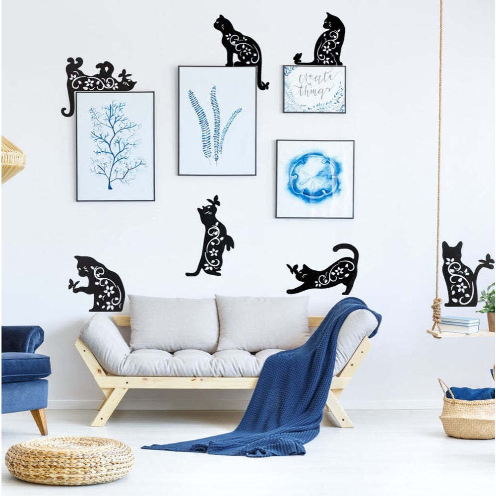 Classy Metal Cat Themed Wall Art Decor 4661