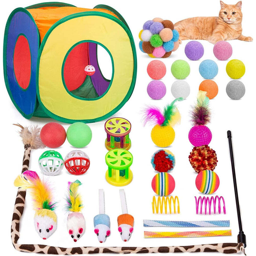 Colorfull Cat Tent Playhouse Toy Set - CatGlamour.com