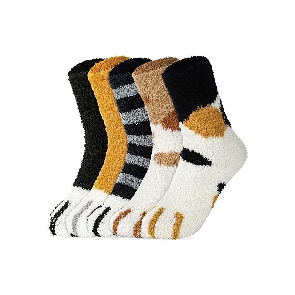 Fluffy Cat Paw Women's Socks (5 Pairs) - CatGlamour.com