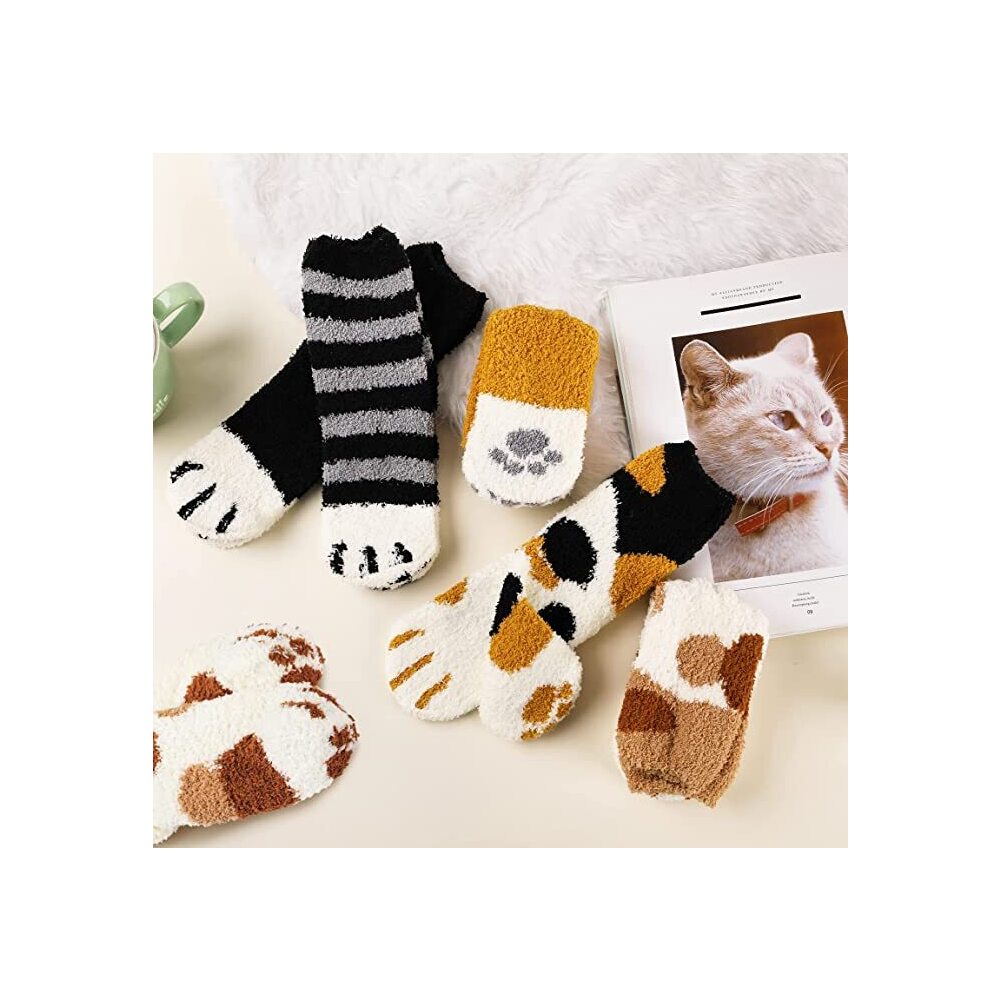 Fluffy Cat Paw Women's Socks (5 Pairs) - CatGlamour.com