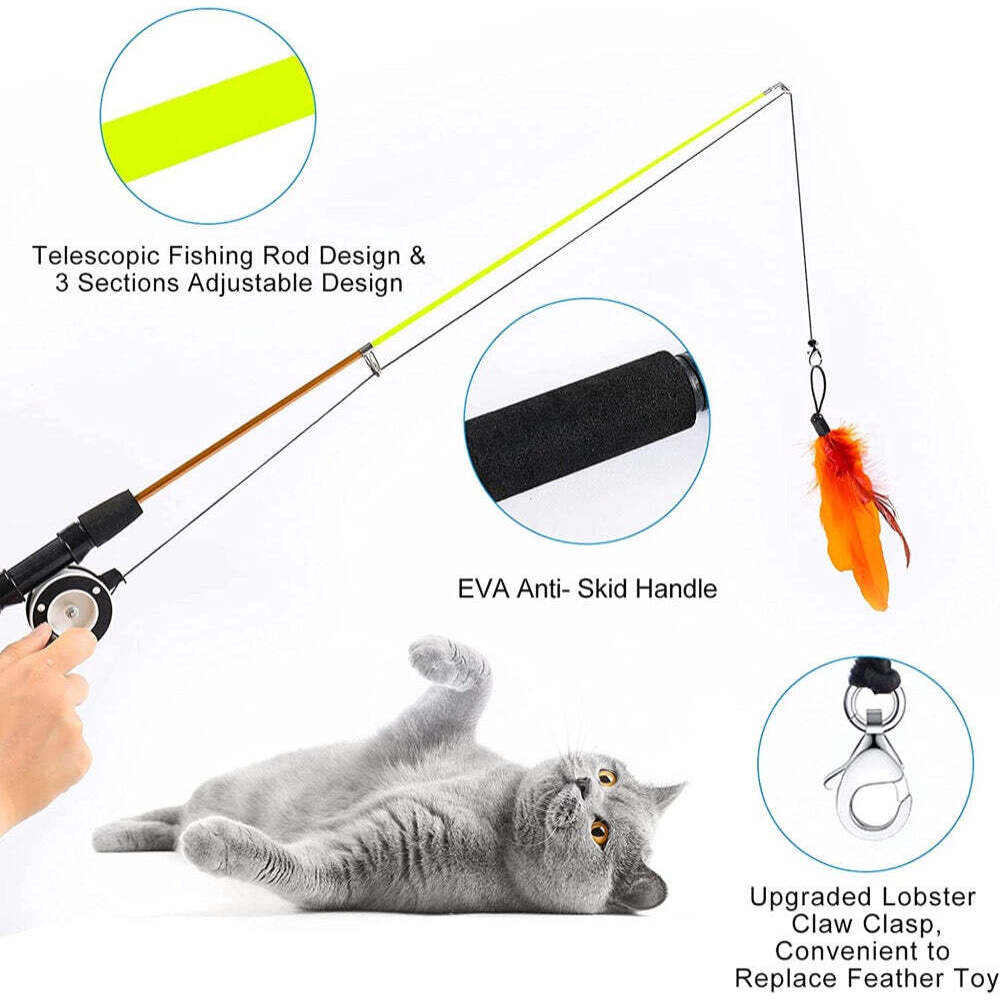 Funny Fishing Rod Cat Wand Toy - CatGlamour.com