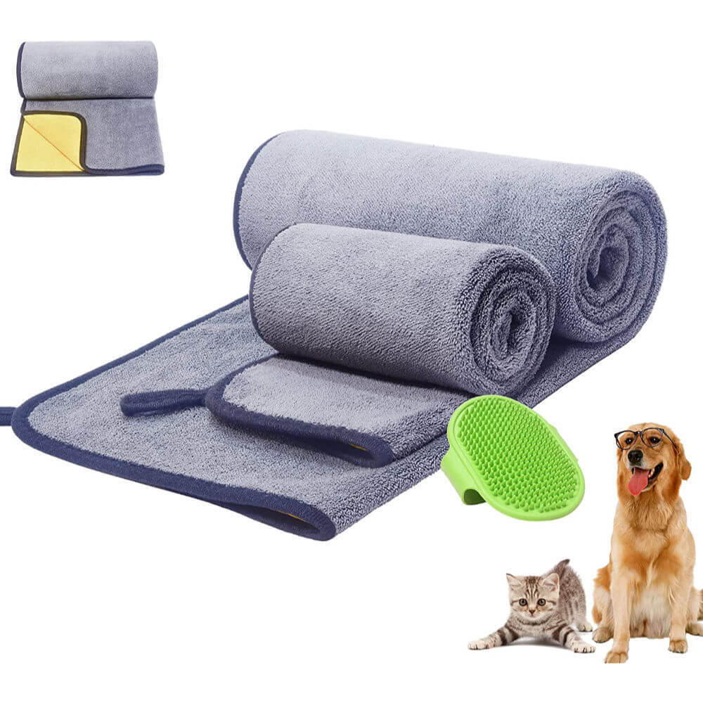 Ultra Soft Double Density Cat Drying Bath Towel (3-In-1 Kit ...