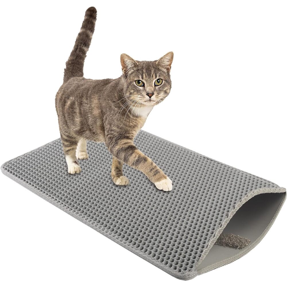 Waterproof Cat Litter Box Mat with Dual-Layer Honeycomb Design for ...