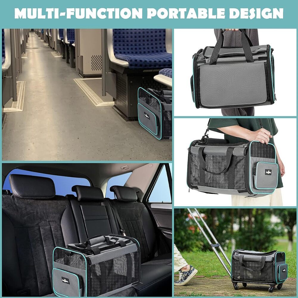 Rolling Cat Carrier with Wheels & Telescopic Handle - CatGlamour.com