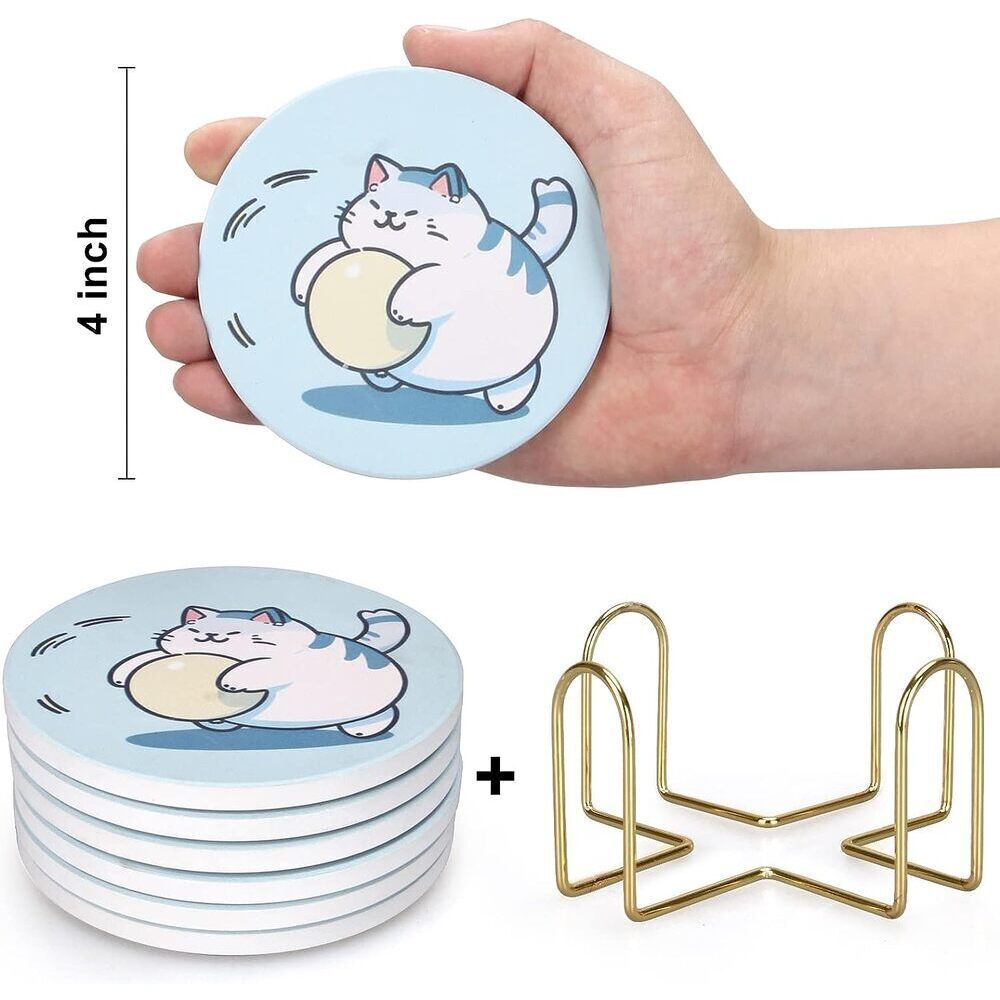 Cute Cat Enthusiasts Coaster Set (6 Pcs ) - CatGlamour.com