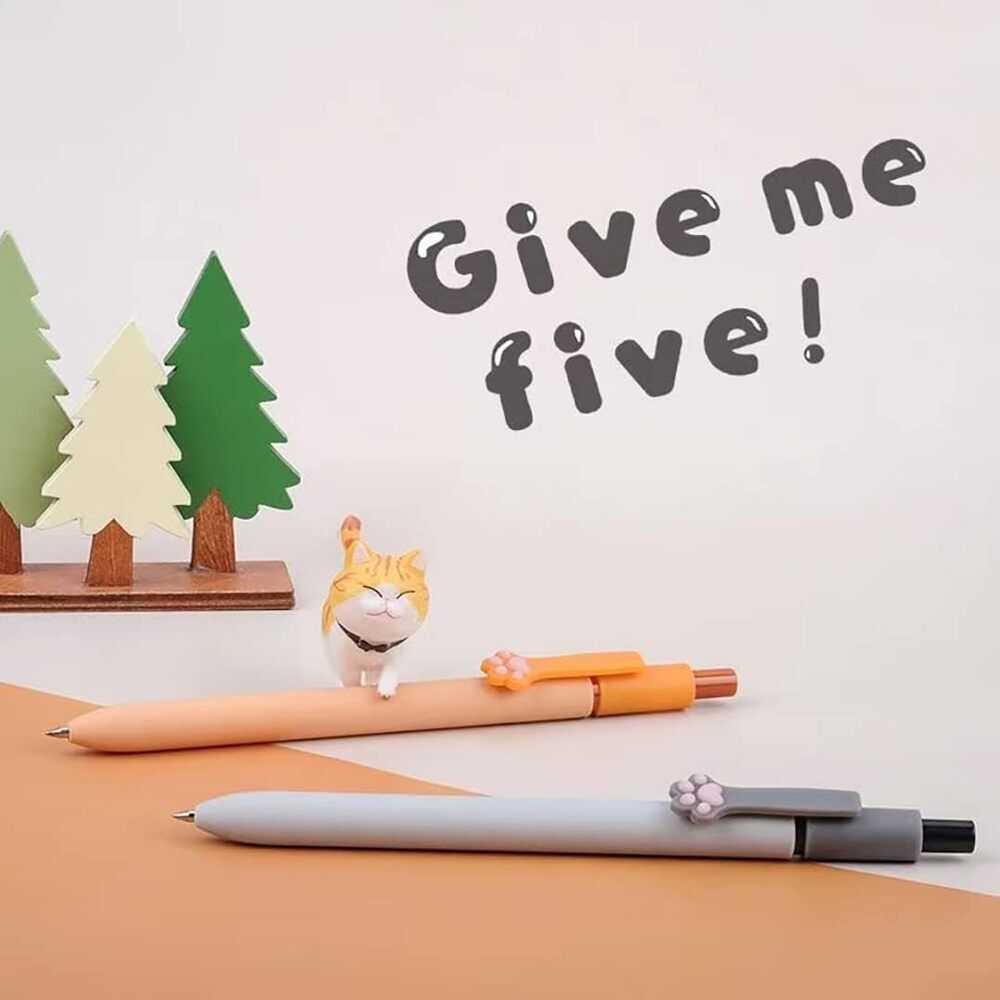 Lovely Cat-Themed Retractable Gel Pen (5pcs) - CatGlamour.com