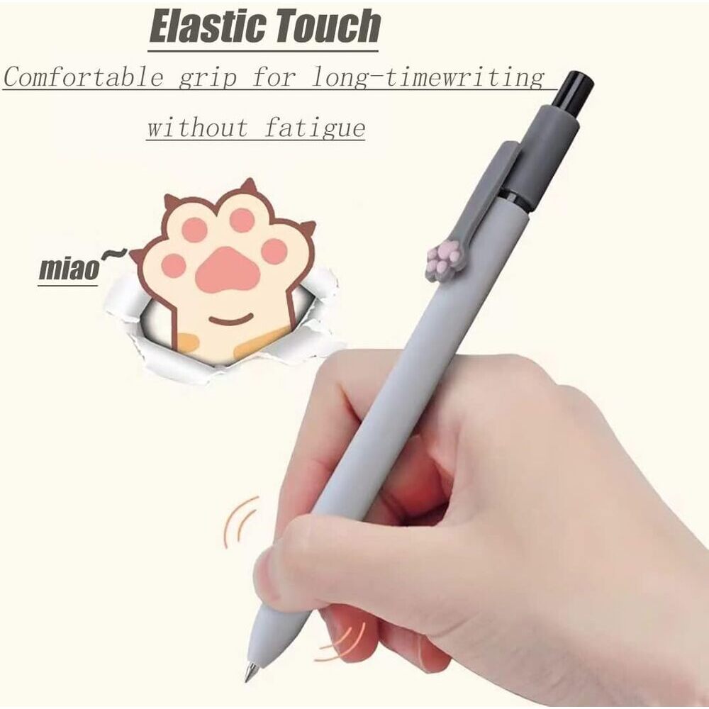 Lovely Cat-Themed Retractable Gel Pen (5pcs) - CatGlamour.com