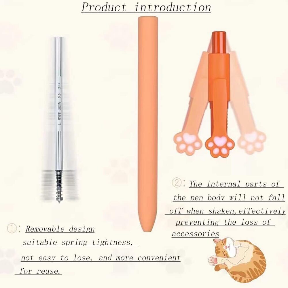 Lovely Cat-Themed Retractable Gel Pen (5pcs) - CatGlamour.com