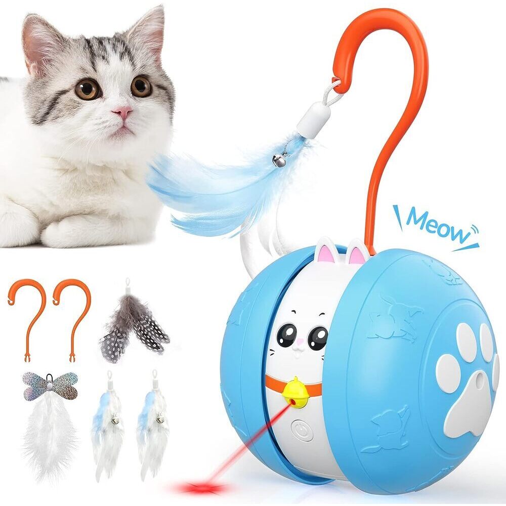 Run & Play Meowing Cat Laser Toy - CatGlamour.com
