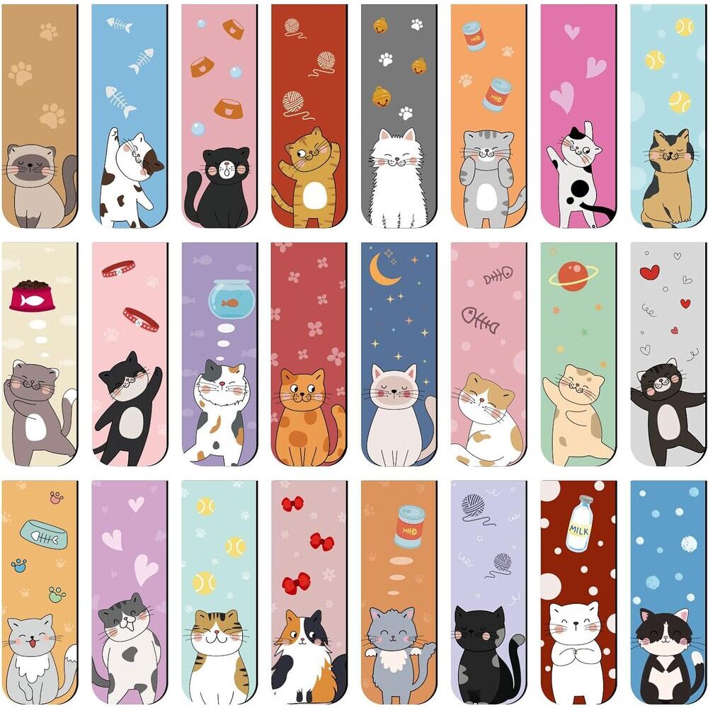 Charming Cat-Themed Magnetic Bookmarks (48 Pcs) - CatGlamour.com