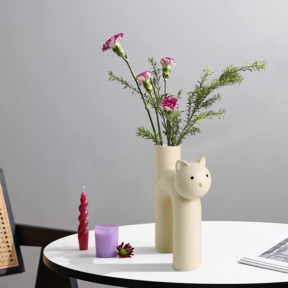 Artistic Cat Ceramic Flower Vase - CatGlamour.com