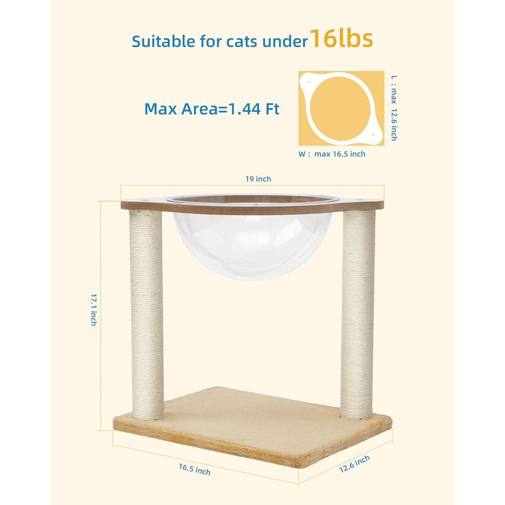 360-Degree Transparent Hemispherical Cat Hammock Bed - CatGlamour.com