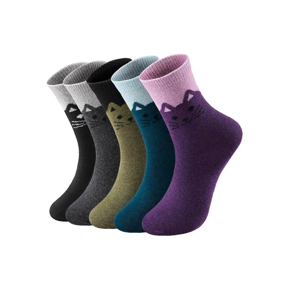 Warm, Soft, Cozy, Cute Women's Cat Socks(5pairs) - CatGlamour.com