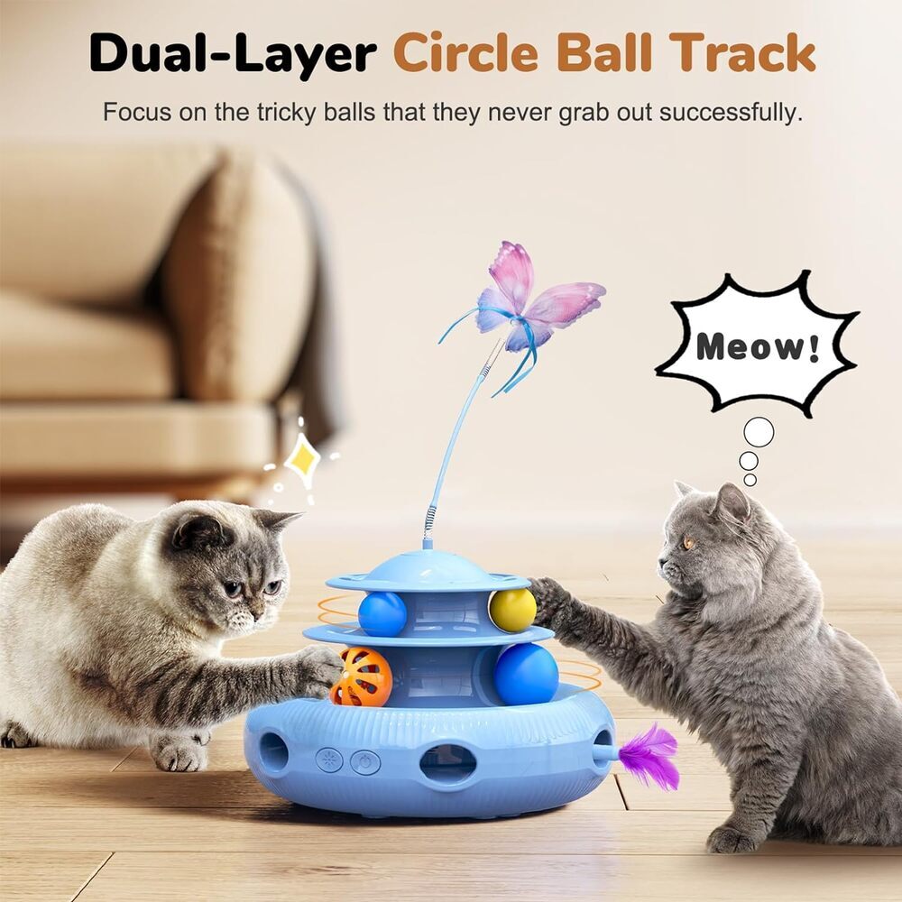 4-in-1 Rechargeable Interactive Cat Toy: Butterfly, Feather, Balls ...