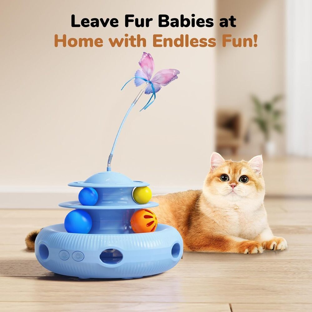 4-in-1 Rechargeable Interactive Cat Toy: Butterfly, Feather, Balls ...