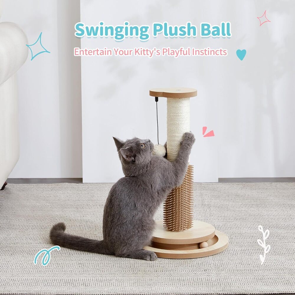All-in-One Sisal Cat Scratcher, Interactive Turntable Toy, Self ...