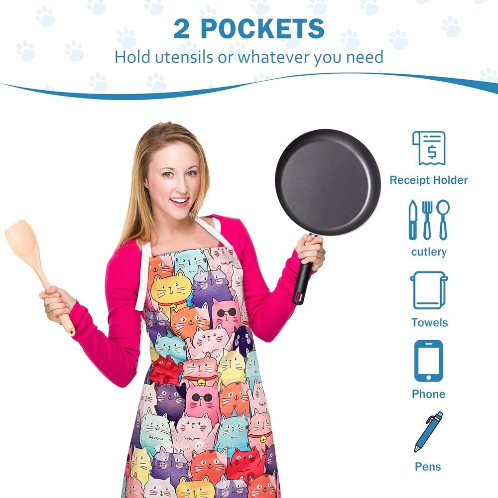 Adorable Cartoon Cat Apron - A Purr-fect Blend of Style and ...