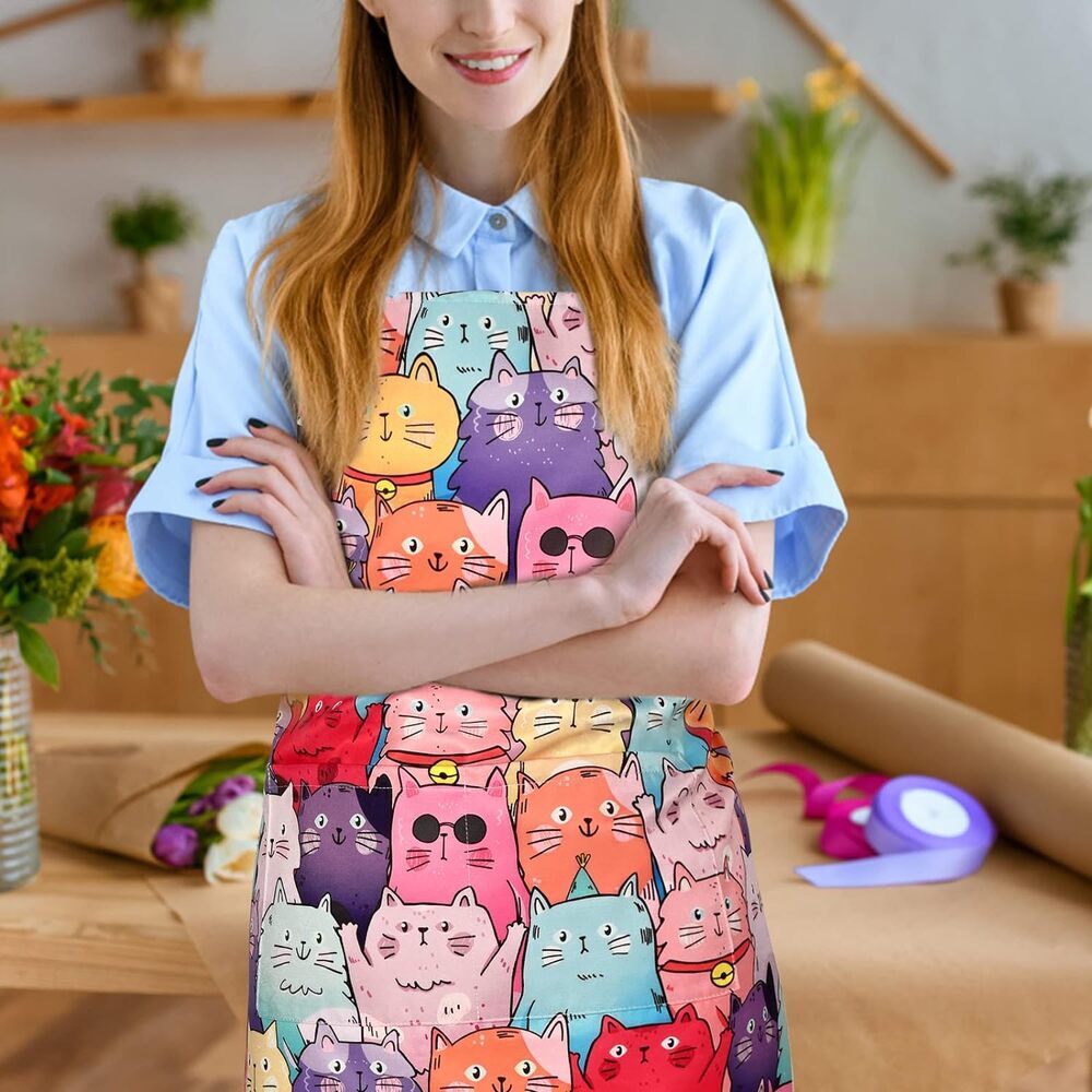 Adorable Cartoon Cat Apron - A Purr-fect Blend of Style and ...