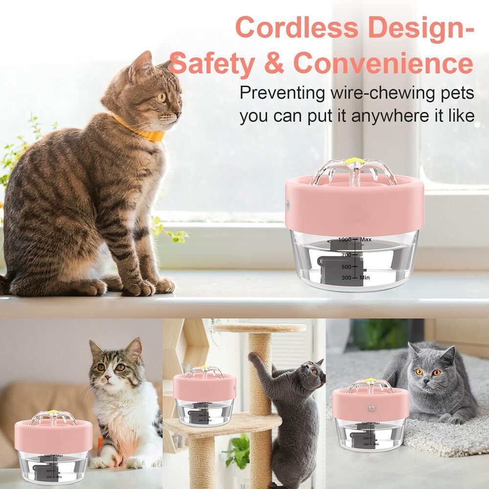 Wireless, Battery-Operated Cat Water Fountain – Ultra Quiet, Safe ...