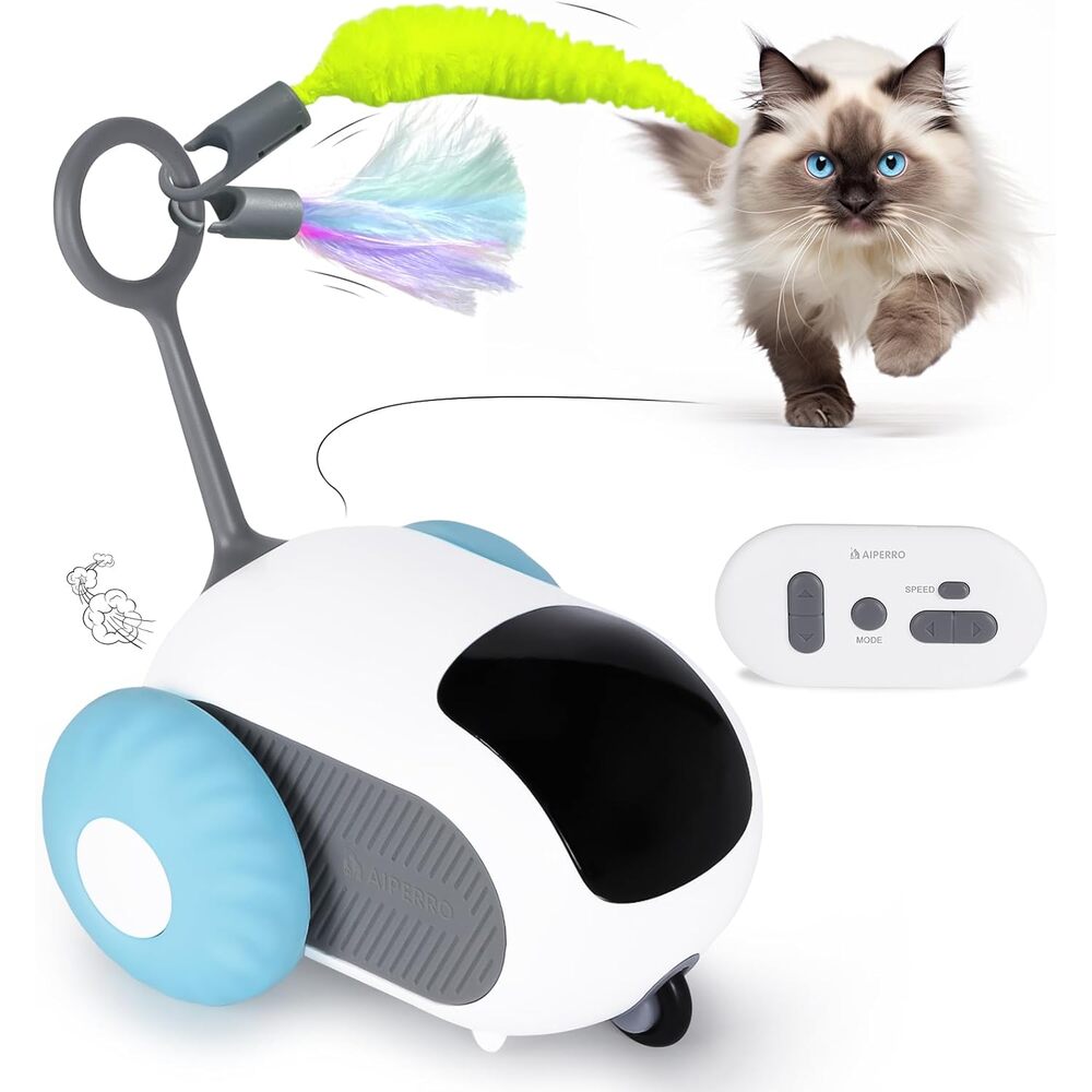 Smart Interactive Cat Toy with 2-Speed Adjustment, Remote Control & USB ...