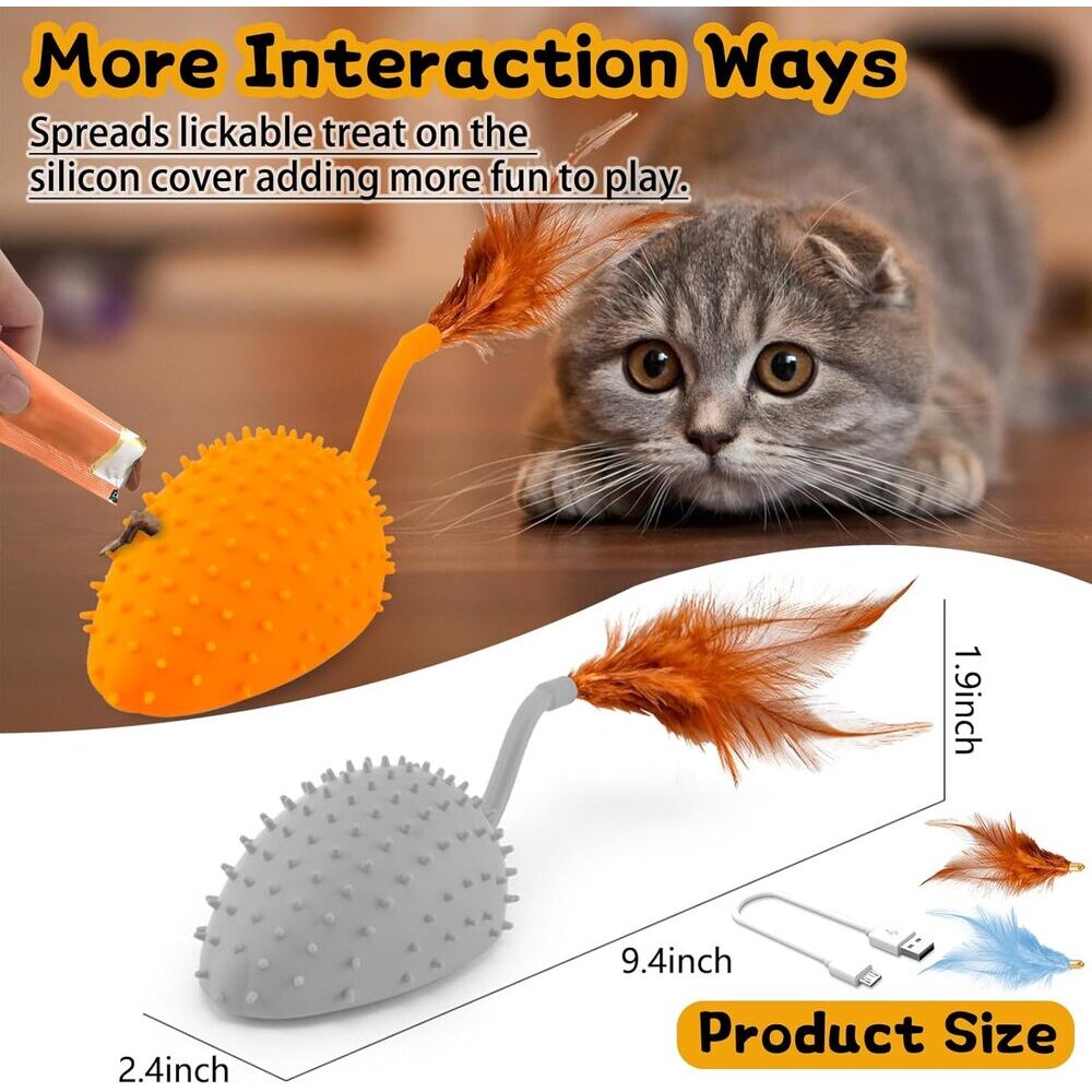 Interactive LED Mouse Cat Toy with Automatic Chirping, Feather Tail ...