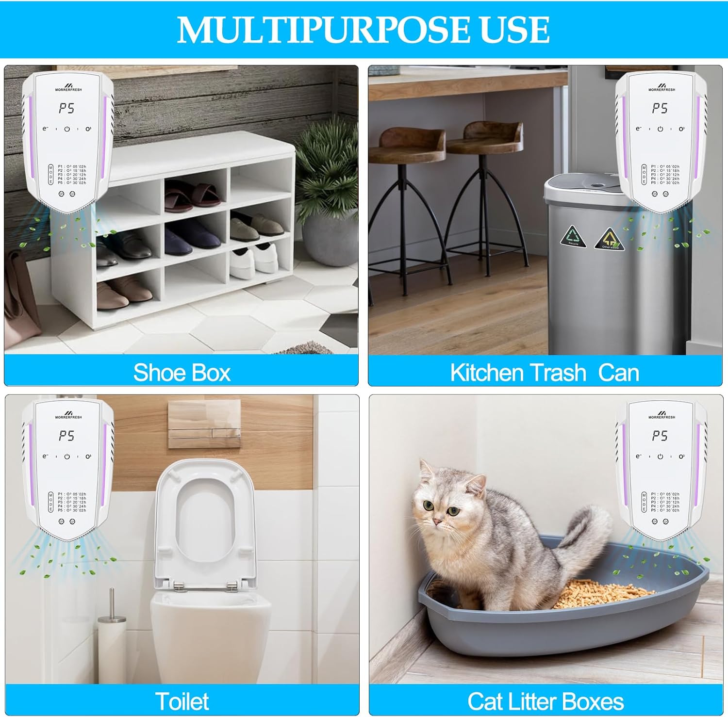 Powerful Cat Odor Deodorizer - 99% Effective Ozone Odor Eliminator for ...