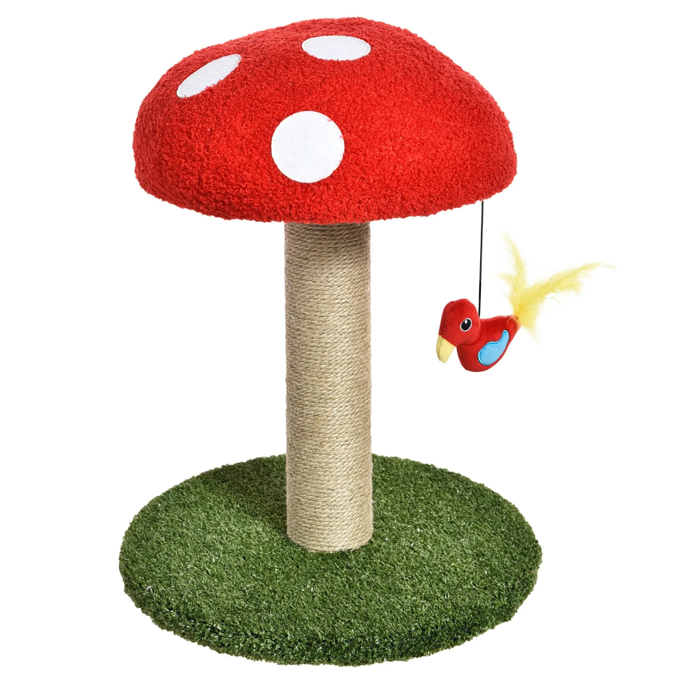 Vibrant Life Deluxe Jute Mushroom Cat Scratching Post with Dangling Toy ...