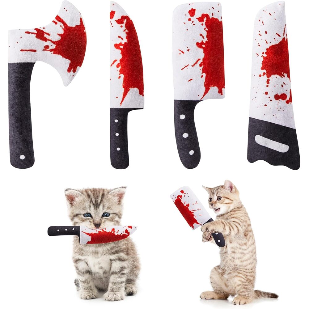 4Pcs Halloween Knife Catnip Toys, Crinkle Sound Kitten Kicker ...