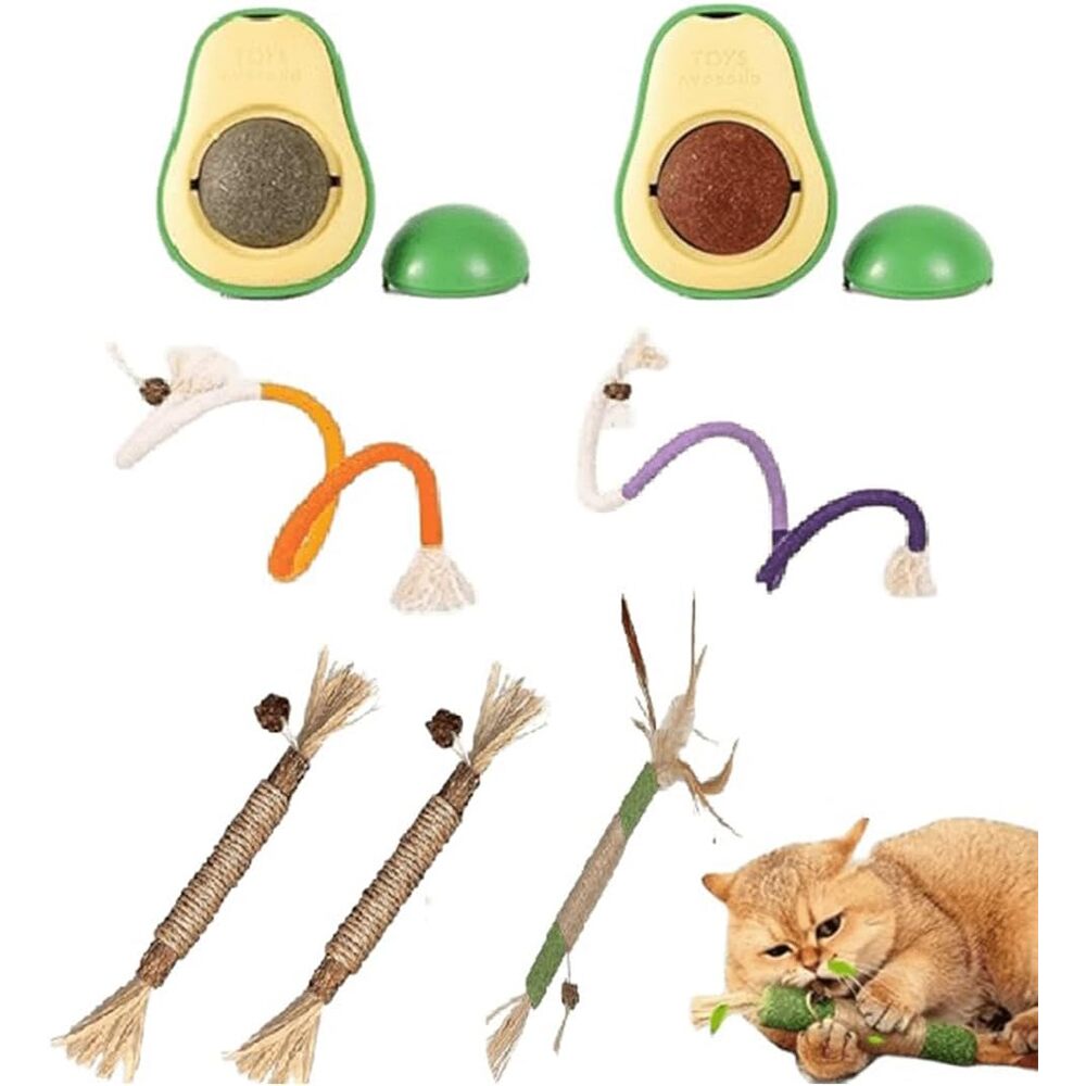 7-Pack Catnip & Silvervine Chew Toys - Avocado, Teething Sticks ...