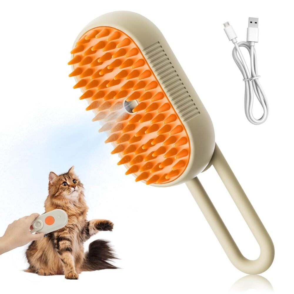 2024 Rechargeable Cat Grooming Steam Brush - Anti-Static Shedding ...