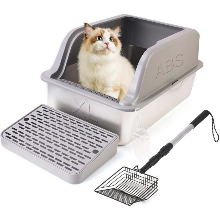 XL Stainless Steel Cat Litter Box with Lid - Odor-Free, Leak-Proof ...