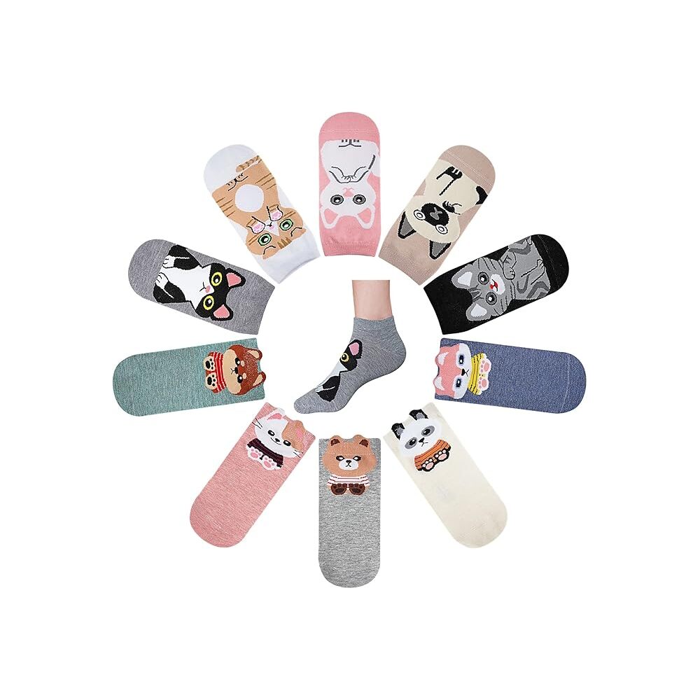 10-Pack Women's Cute & Colorful Cat Socks - CatGlamour.com